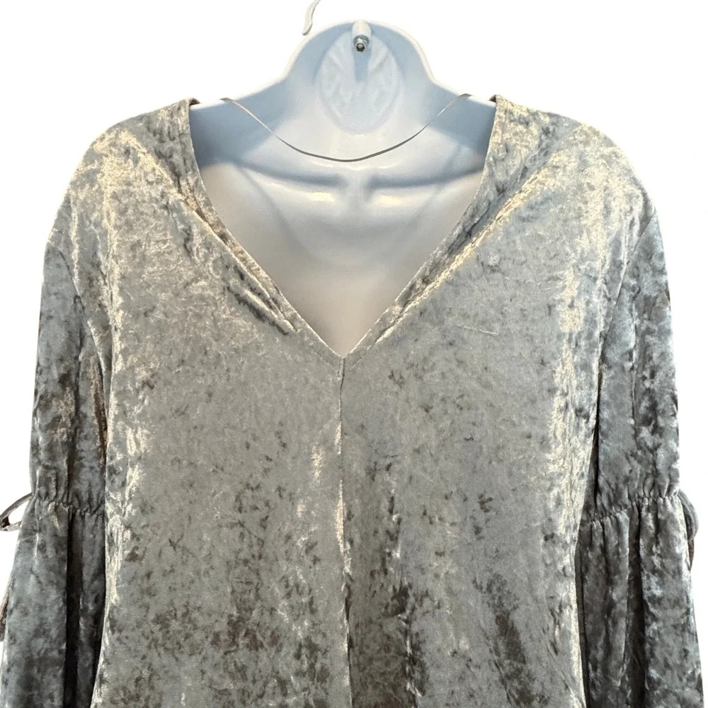 Primark | Dresses | Primark Crushed Velvet Dress Bell Sleeve 8 Silver ...